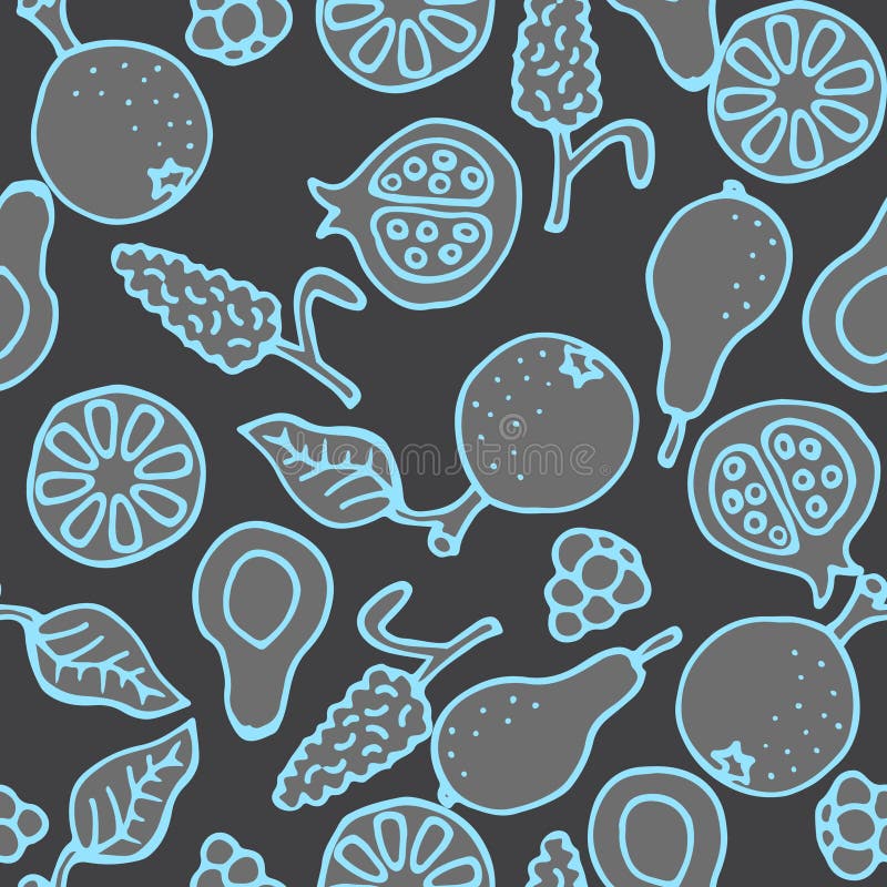 Fruit Doodle Hand Drawn Seamless Vector Pattern Stock Vector ...