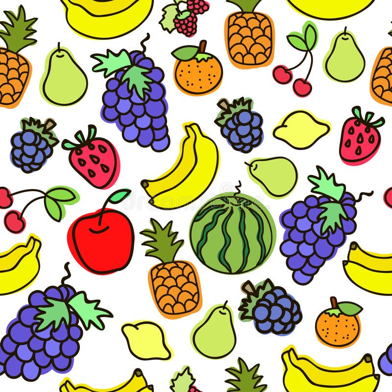Set of fruit doodles stock vector. Illustration of kiwi - 32335981