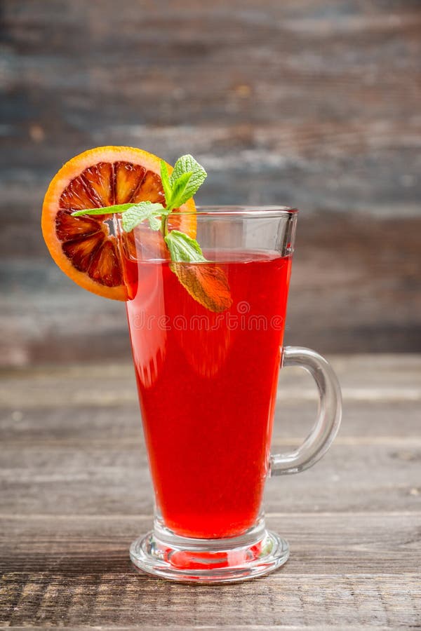 Fruit Drink Based on Raspberry Woth Red Orange Slice Stock Photo ...
