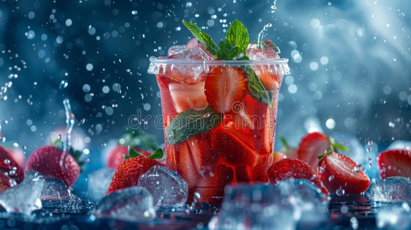 Fruit Drink in a Plastic Cup with Ice Stock Photo - Image of syrup ...