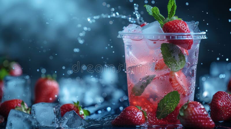 Fruit Drink in a Plastic Cup with Ice Stock Photo - Image of cold ...