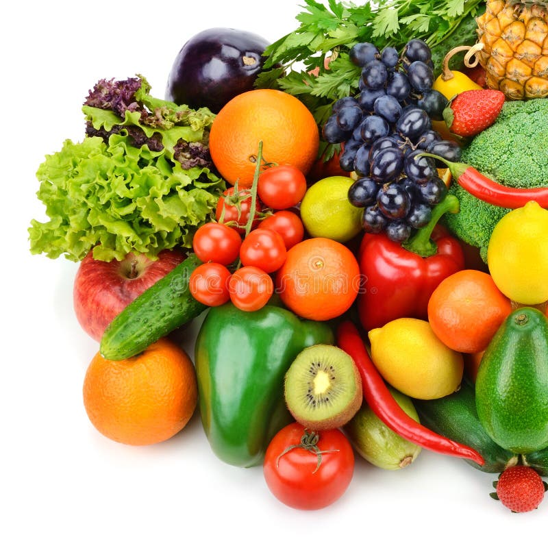 Fruit En Groente Op Witte Achtergrond Wordt Geïsoleerd Die Stock ...