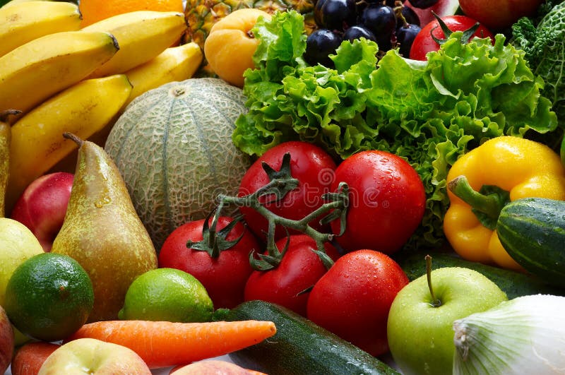 Fruit en groenten stock afbeelding. Image of citroen, meloen - 7134995