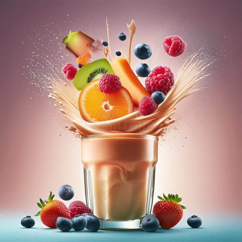 Fruit Explosion in Creamy Smoothie. AI Content Generation. Stock ...