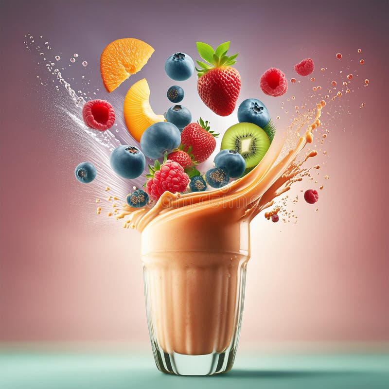 Fruit Explosion in Creamy Smoothie. AI Content Generation. Stock ...