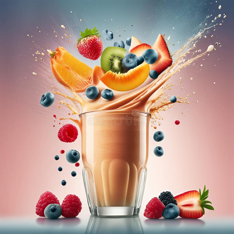 Fruit Explosion in Creamy Smoothie. AI Content Generation. Stock ...