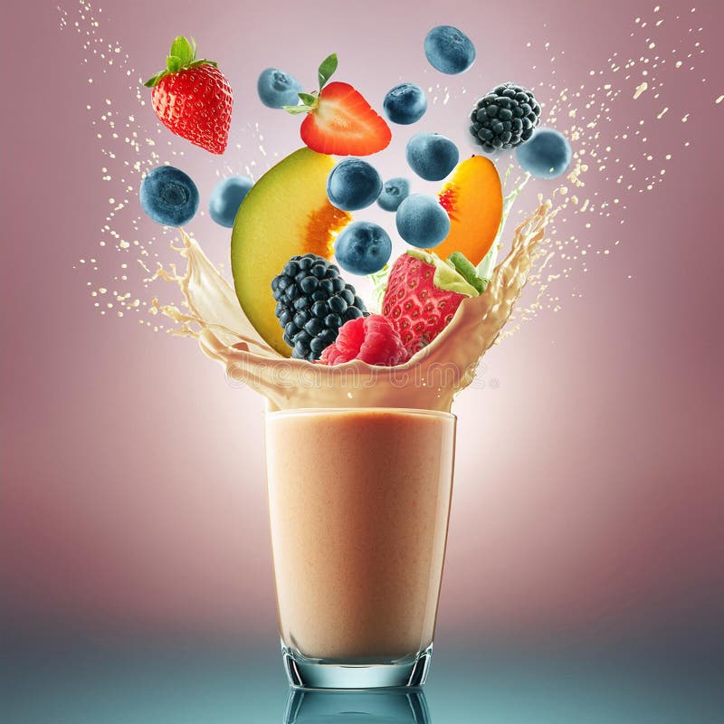 Fruit Explosion in Creamy Smoothie. AI Content Generation. Stock ...