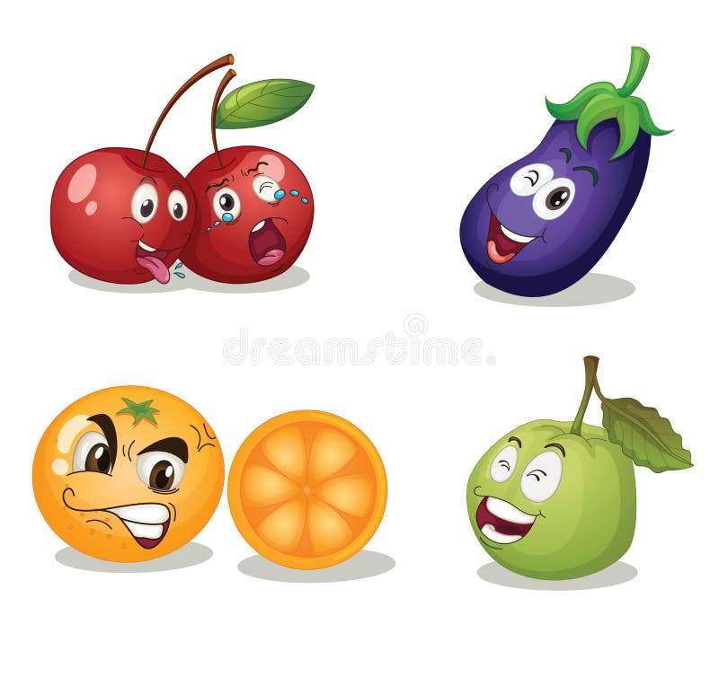 Mix of Fruit Faces stock vector. Illustration of cartoon - 25665178