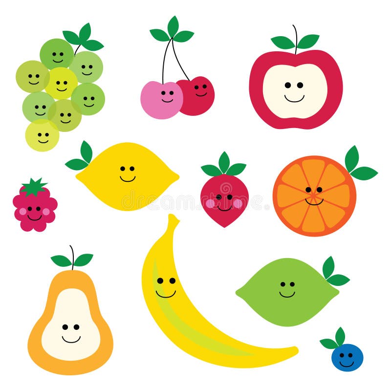 Fruit with faces clipart stock illustration. Illustration of banana ...