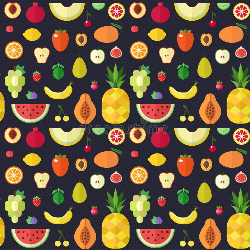 Fruit Flat Style Big Vector Seamless Pattern. Stock Vector ...