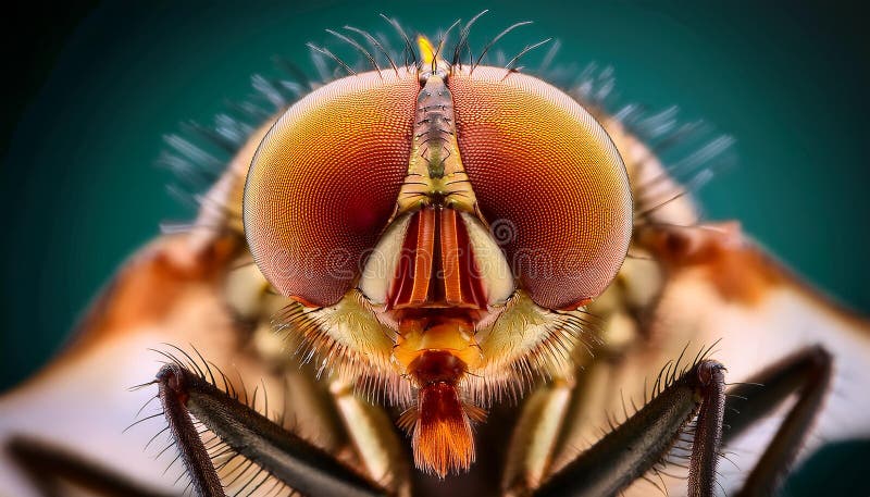 Fruit Fly Macro. Microscopic Detailed Image of Head and Eye of a Fruit ...