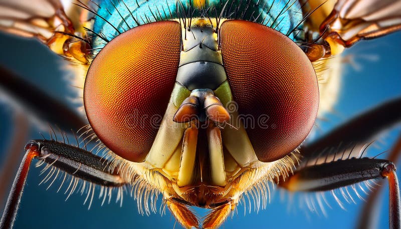 Fruit Fly Macro. Microscopic Detailed Image of Head and Eye of a Fruit ...