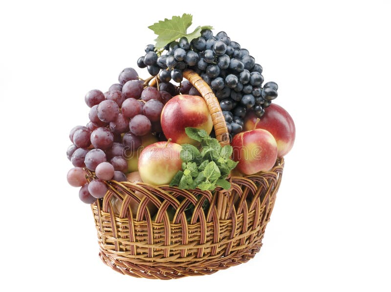Fruit Food Objects in a Basket Stock Photo - Image of isolated, green ...