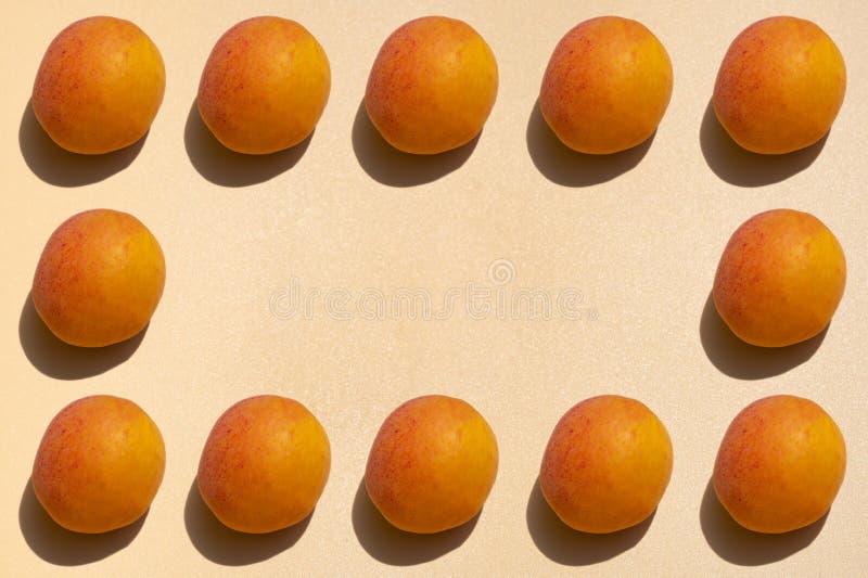 Fruit Frame. Border Made of Peaches with Hard Light Stock Image - Image ...