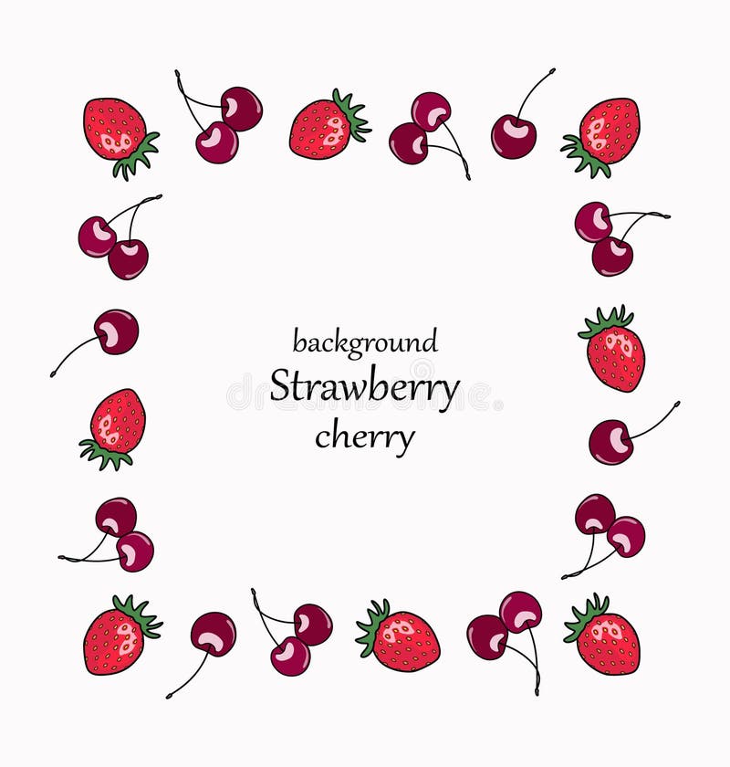 Fruit Frame with Cherries and Strawberries, Round Frame with Cherries ...