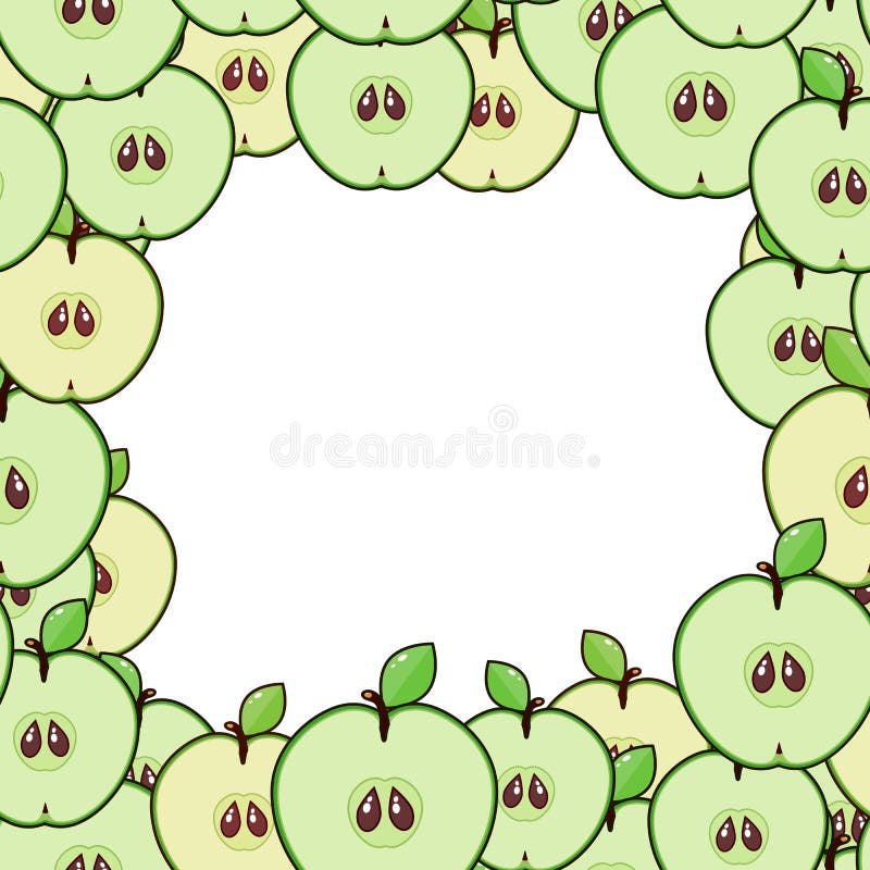 Fruit Frame. Pattern: Apple Slices. Vector Illustration Stock Vector ...