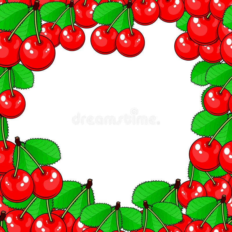 Fruit Frame. Pattern: Cherry Berry. Vector Illustration Stock Vector ...