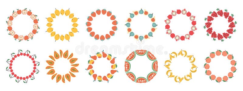 Fruit Frame Set. Different Fruits Design Template, Copy Space Stock ...