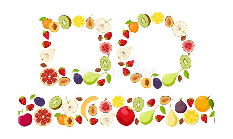 Fruit Frame Set. Fruit Borders with Copy Space Isolated on White ...