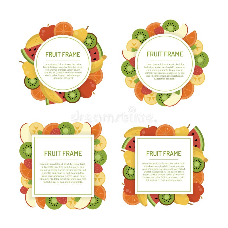Fruit frames set stock vector. Illustration of design - 116850397
