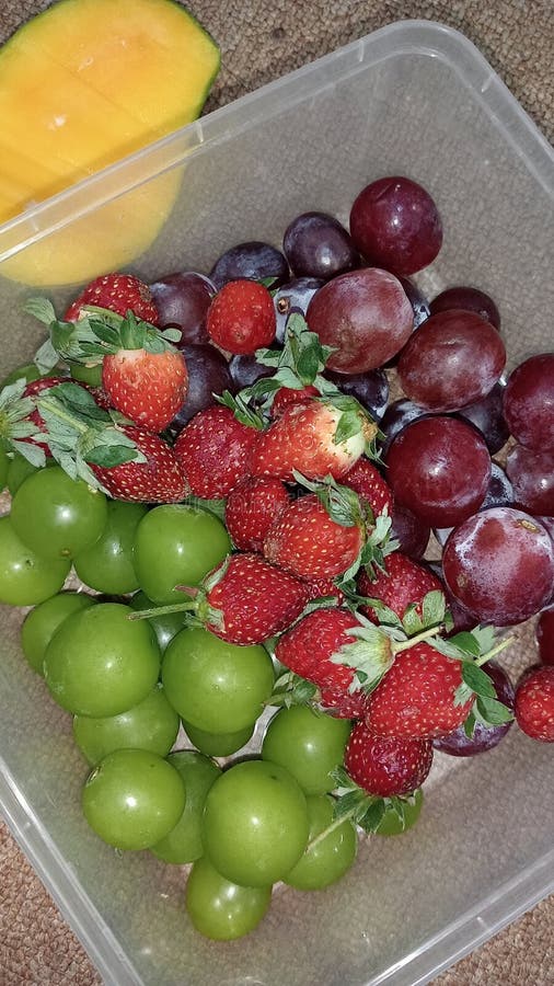 Fruit Fresh Strawberry Grape Mango Stock Image - Image of mango, fresh ...