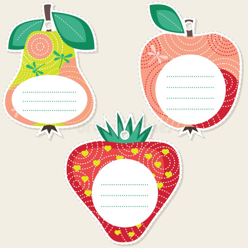 Fruit gift tags stock vector. Illustration of green, birthday - 36882787