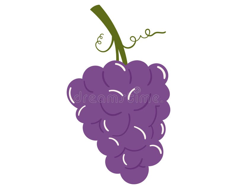 Fruit Grape in Cartoon Hand Drawn Simple Style. Editable Variable Color ...