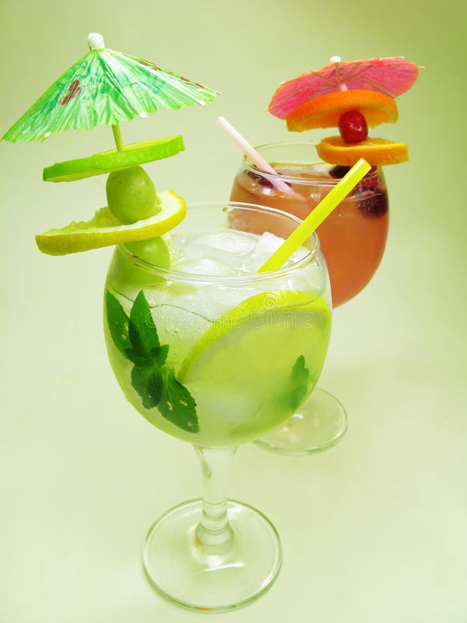 Fruit Green Red Cocktail Drink With Strawberry Stock Photo - Image of ...