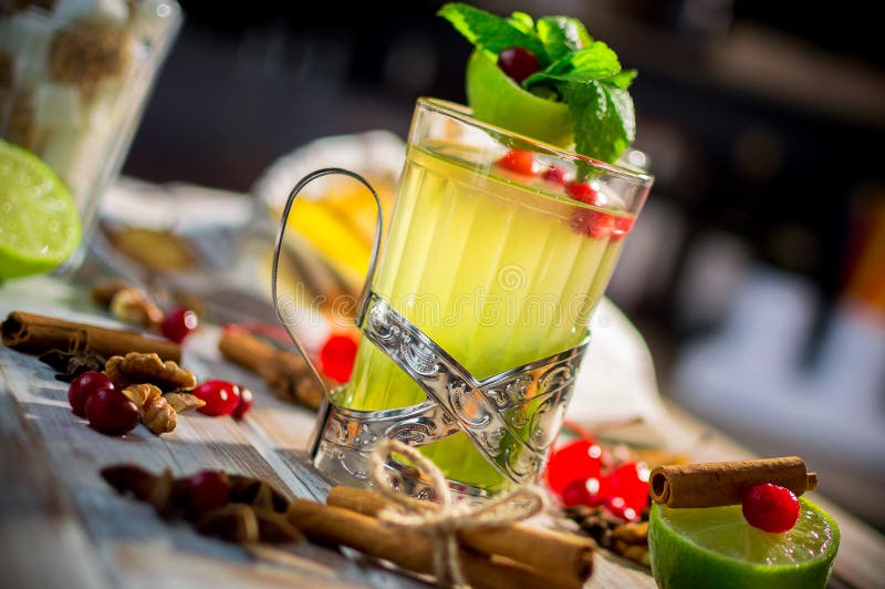 Fruit Green Tea with Berries Stock Image - Image of christmas, lemon ...