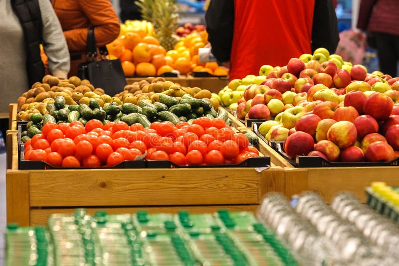 The Fruit at the Grocery Store Stock Image - Image of people, closeup ...