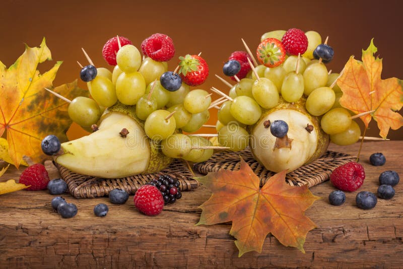 Fruit hedgehogs stock photo. Image of kids, autumn, funny - 27106458