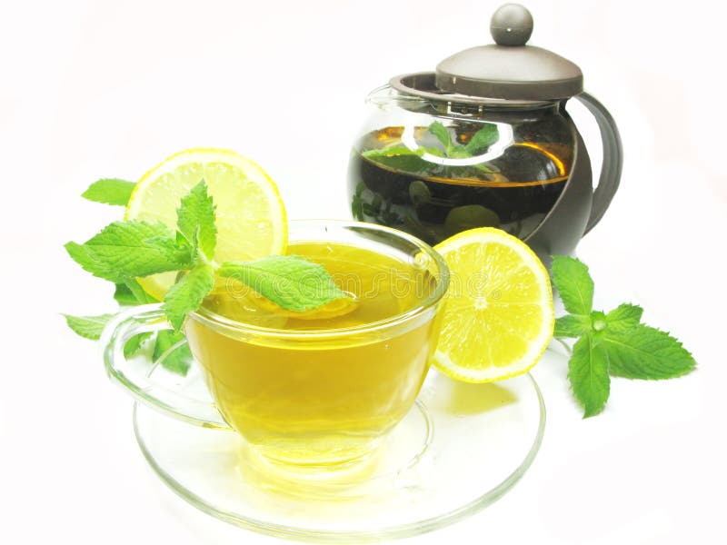 Fruit Herbal Tea With Lemon And Mint Stock Image - Image of beverage ...