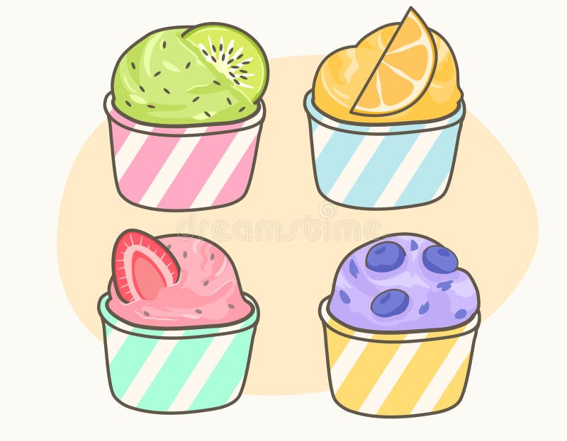 Fruit Ice Cream in Cup Clipart Stock Vector - Illustration of blending ...