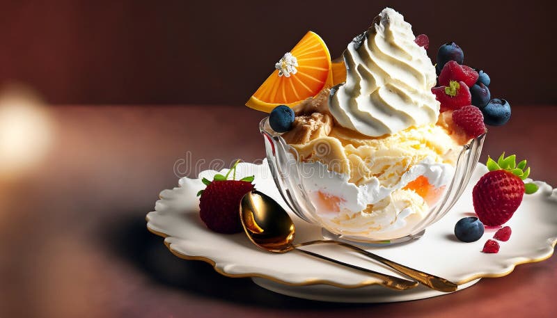 Fruit ice cream stock illustration. Illustration of fruit - 299997868