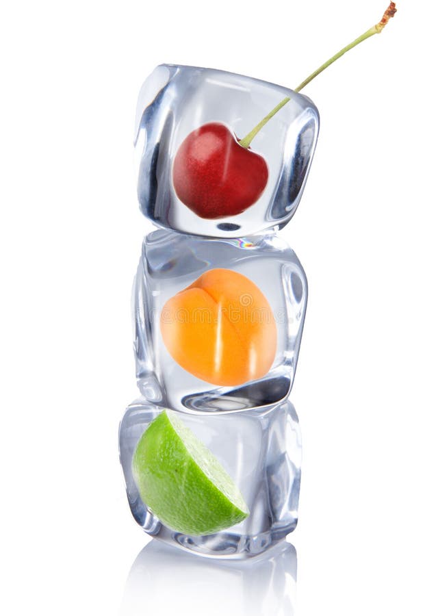 Fruit in Ice cubes stock photo. Image of cube, lemon - 25702328