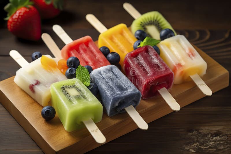 Fruit Ice on a Stick. Generative AI Stock Illustration - Illustration ...