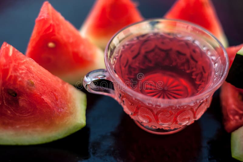 Ice Tea of Watermelon Seeds in a Transparent Glass Cup on Wooden ...