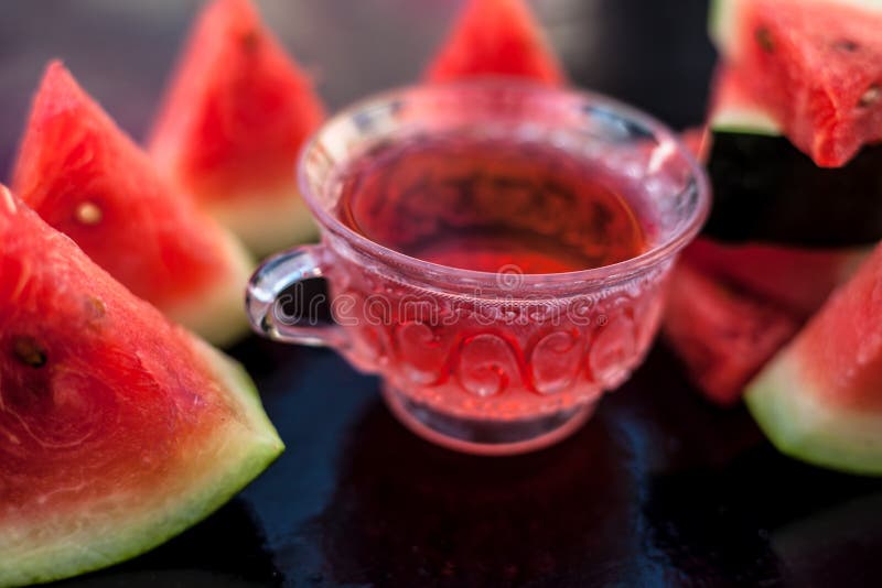 Ice Tea of Watermelon Seeds in a Transparent Glass Cup on Wooden ...