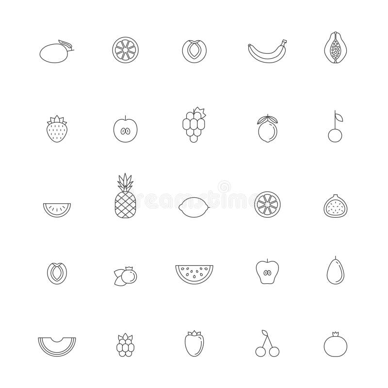 Fruit Icon Set. Clean and Simple Outline Design. Stock Vector ...