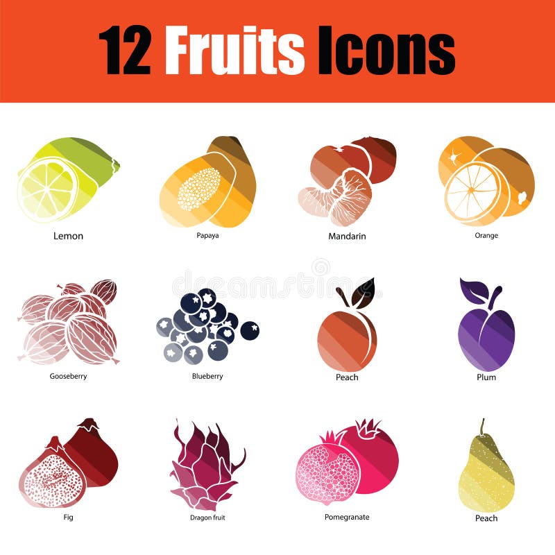 Set of fruit icon stock vector. Illustration of icon - 54114946
