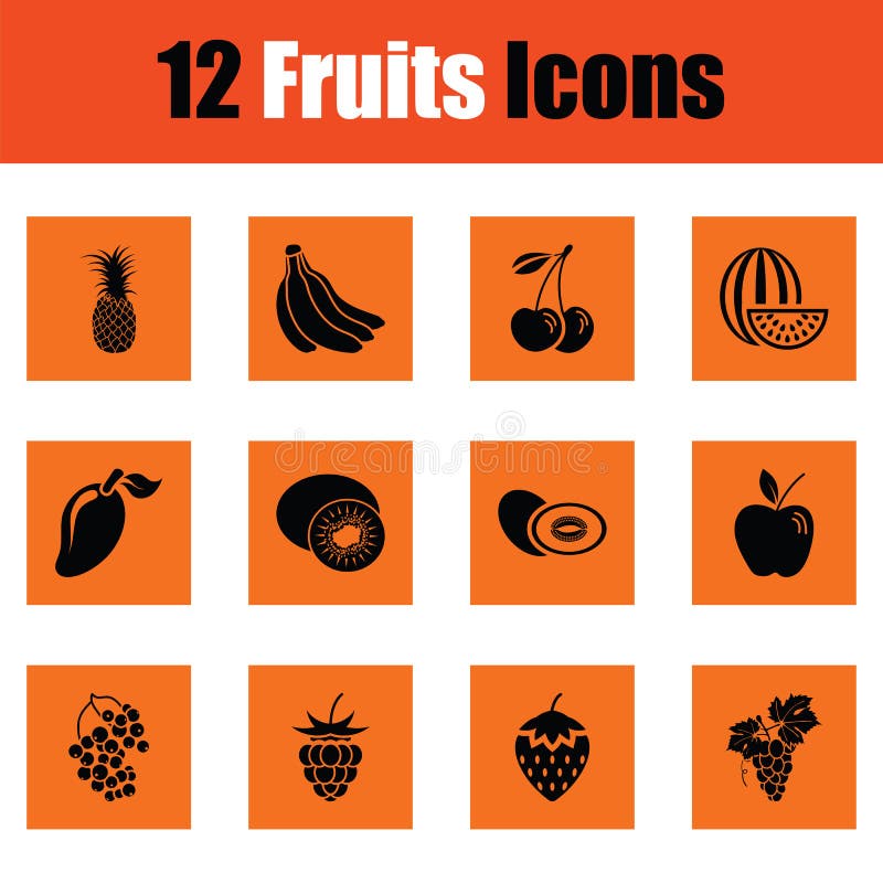 Fruit icon set stock vector. Illustration of vegetarian - 94375484