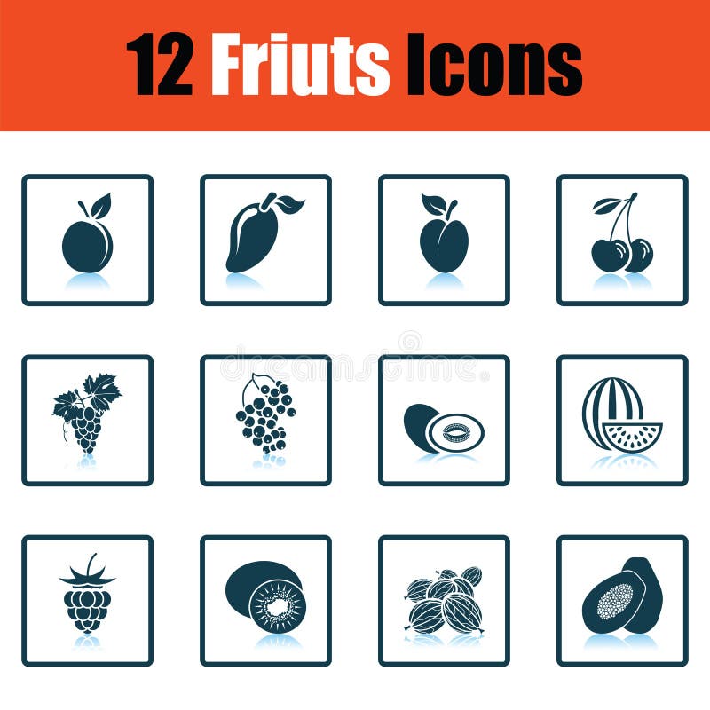 Set of fruit icon stock vector. Illustration of icon - 54114946