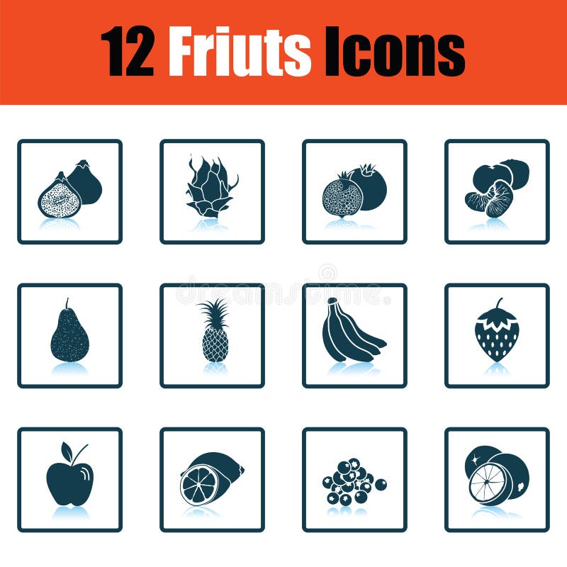 Set of fruit icon stock vector. Illustration of icon - 54114946