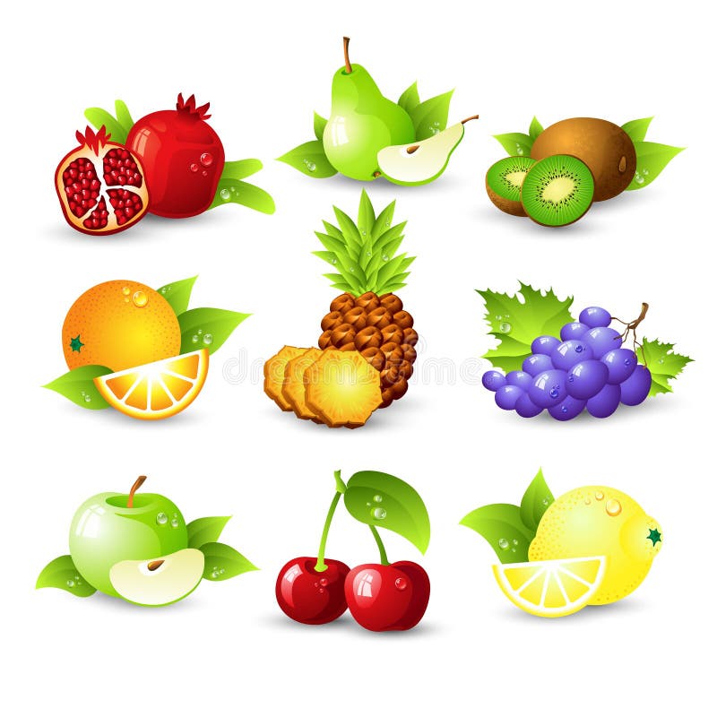 Fruit Icon Set. Vector Illustration Stock Vector - Illustration of ...