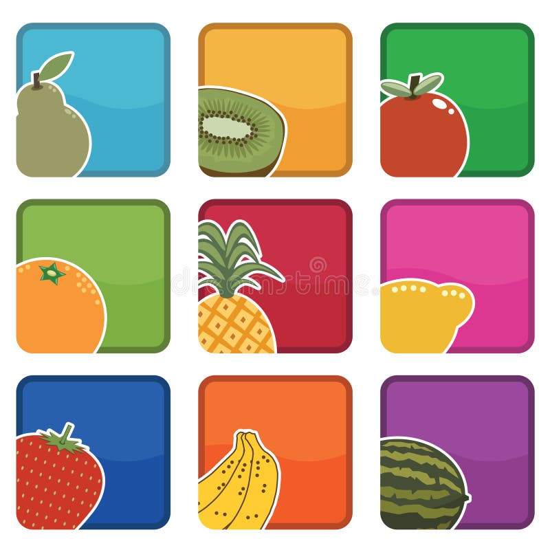Fruit icons stock vector. Illustration of clipping, mask - 14696865