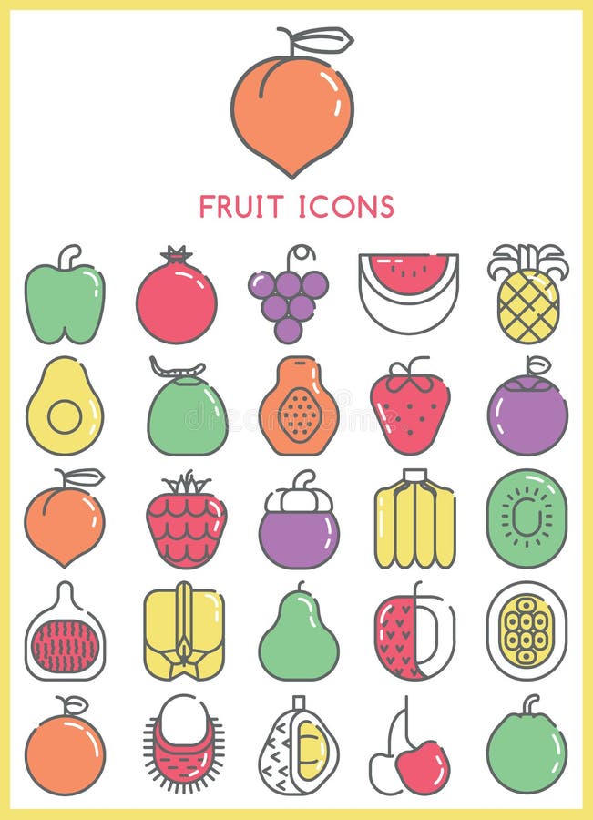 Fruit icons color set stock vector. Illustration of natural - 57158500