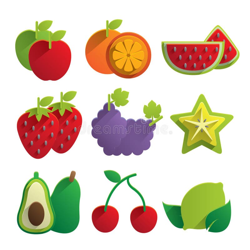 Fruit icons stock vector. Illustration of child, color - 58048422