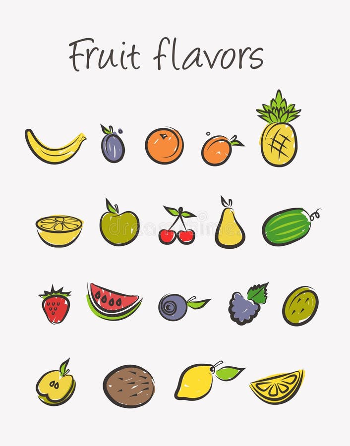 Fruits Logos, Labels, Fruits Icons and Design Elements Stock Vector ...