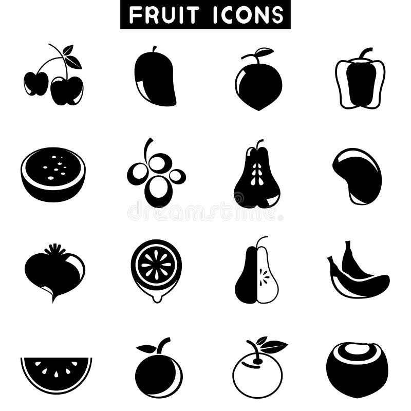 Fruit icons stock illustration. Illustration of food - 69197963