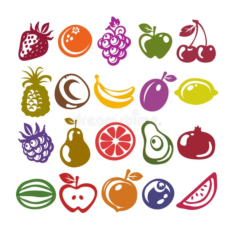 Fruit Icons stock vector. Illustration of design, isolated - 81782482